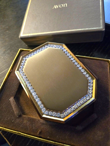Avon vintage Compact Gold Tone & Rhinestones W/mirror Original Box | eBay