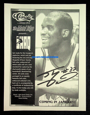 Shaq Shaquille O'Neal Metallic CCG Cards Classic 1994 Print Magazine Ad ...
