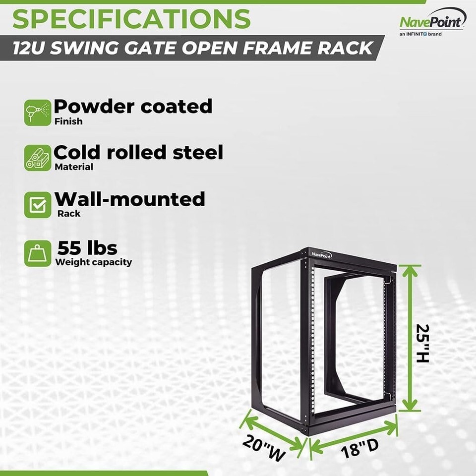 12U Server Rack with Swing Gate - 12U Wall Mount Rack for 19 Inch IT ...