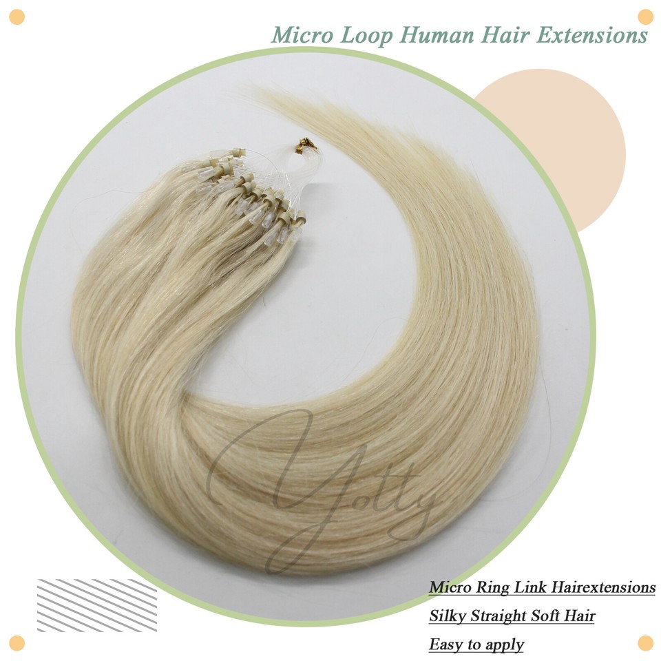 Micro Ring Beads Link Hair Extensions Easy Loop Micro Loop 100% Remy ...