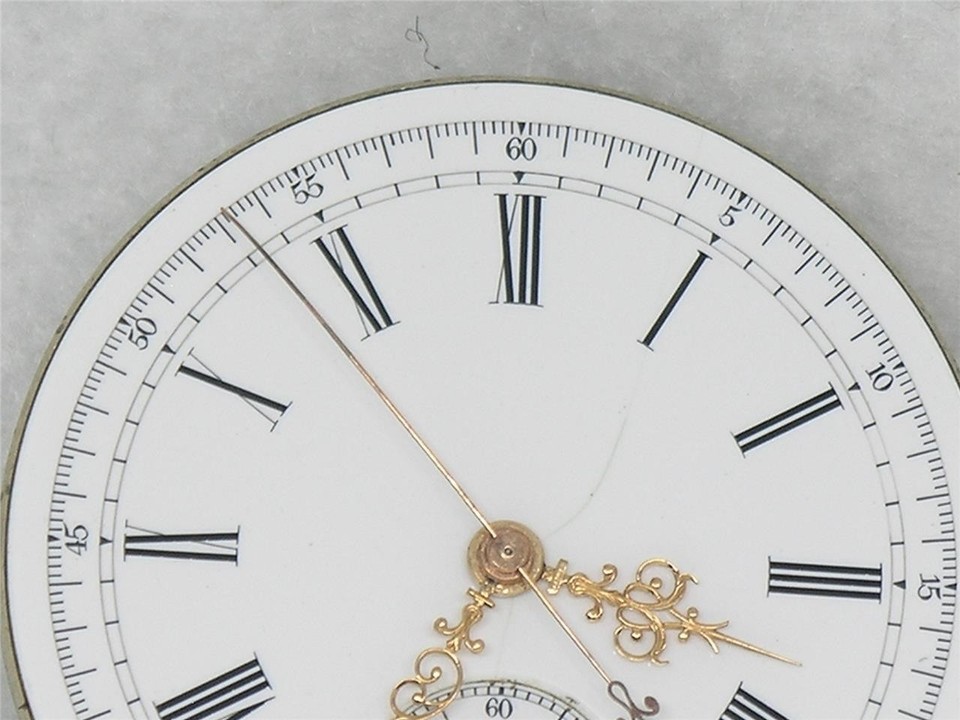 VINTAGE 42MM MEYLAN CHRONOGRAPH POCKET WATCH MOVEMENT & DIAL, RUNNING ...