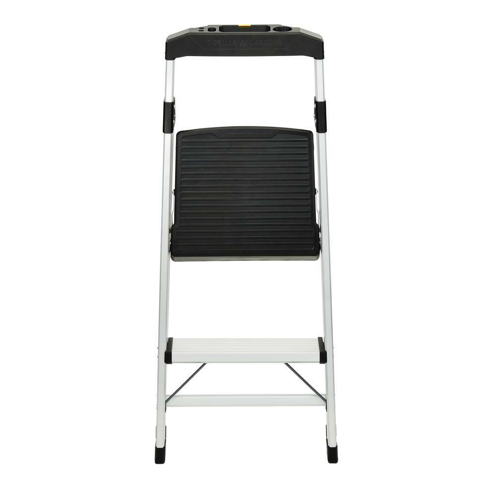 Gorilla 2-Step Aluminum Step Stool Ladder, 250 lbs. Type I (8ft. Reach ...