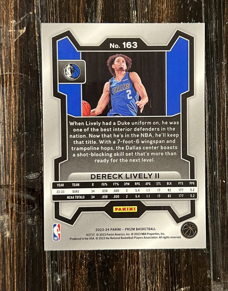 2023-24 Panini Prizm DEREK LIVELY II Prizm Rookie Card RC #163 ...