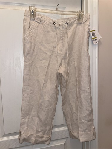 JM Collection size 14 women linen cropped pants beige NWT | eBay