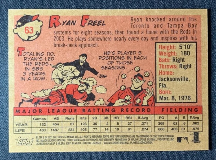 2007 Topps Heritage #63 Ryan Freel Reds | eBay