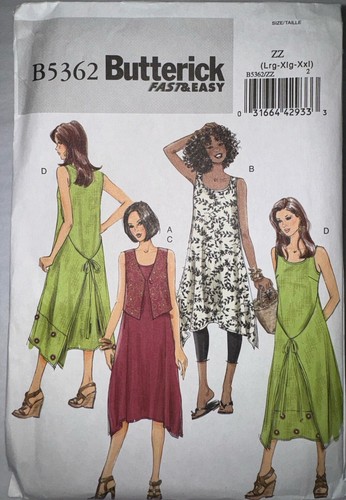 Butterick Fast And Easy Pattern B5362 Dress Best Tunic L, XL, XXL UNCUT ...