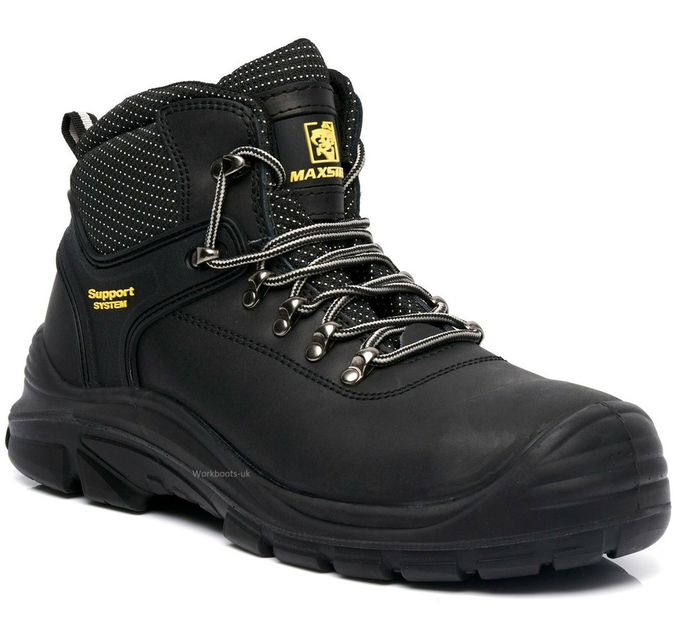 MENS WATERPROOF LEATHER SAFETY ANKLE BOOTS STEEL TOE CAP WORK PPE LACE ...
