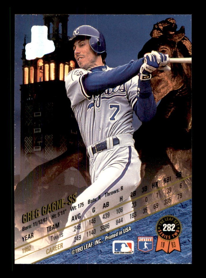 1993 BASEBALL 1993 Leaf Greg Gagne Kansas City Royals #282 1 | eBay