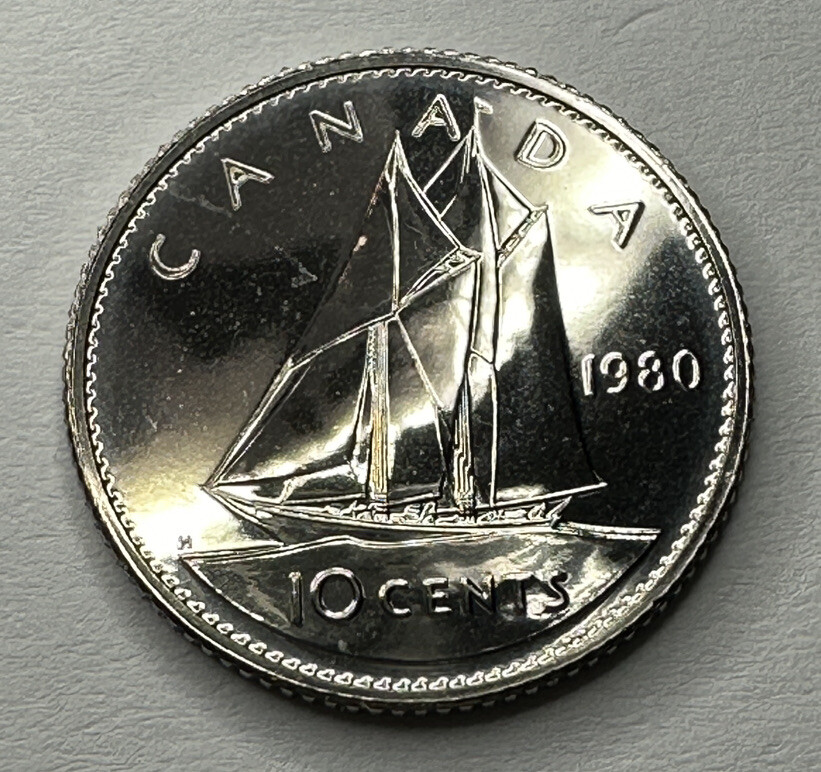 1980 Canadian Dime Proof-Like 10Cent Coin from Mint Set. Uncirculated ...