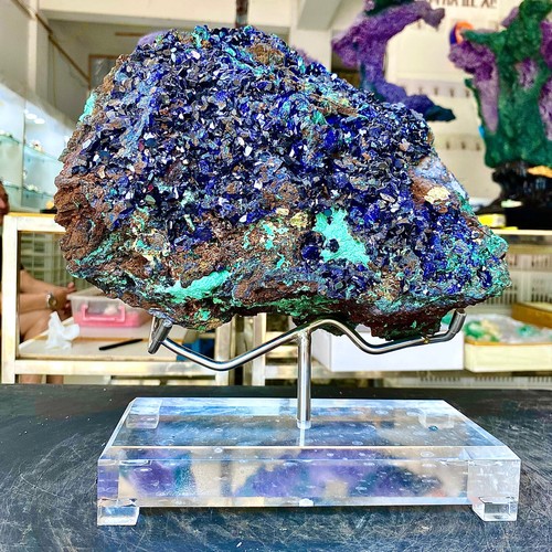 17.9LB Laos Rare Top Natural Blue Copper Ore Quartz Crystal Mineral ...