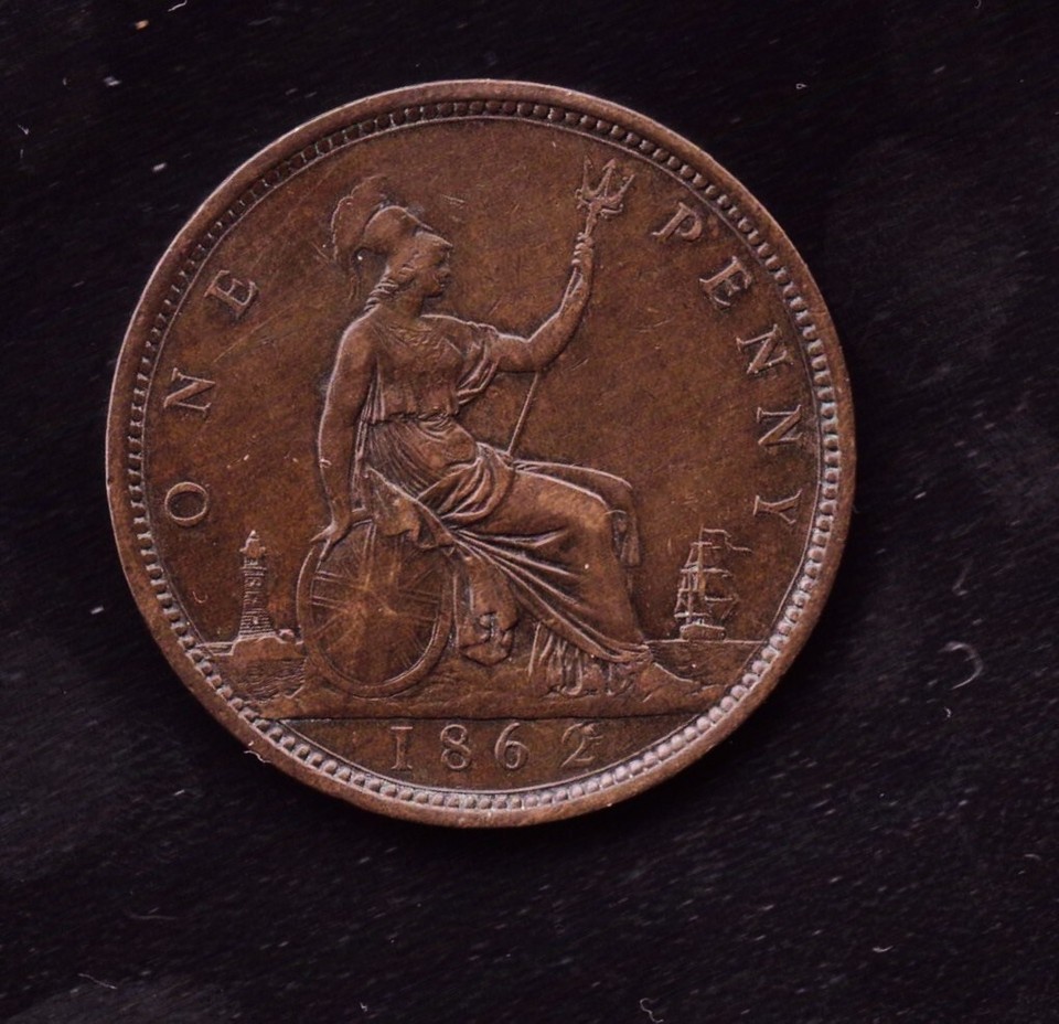 GREAT BRITAIN - Queen Victoria - One Penny 1862 - XF/AU Detail ...