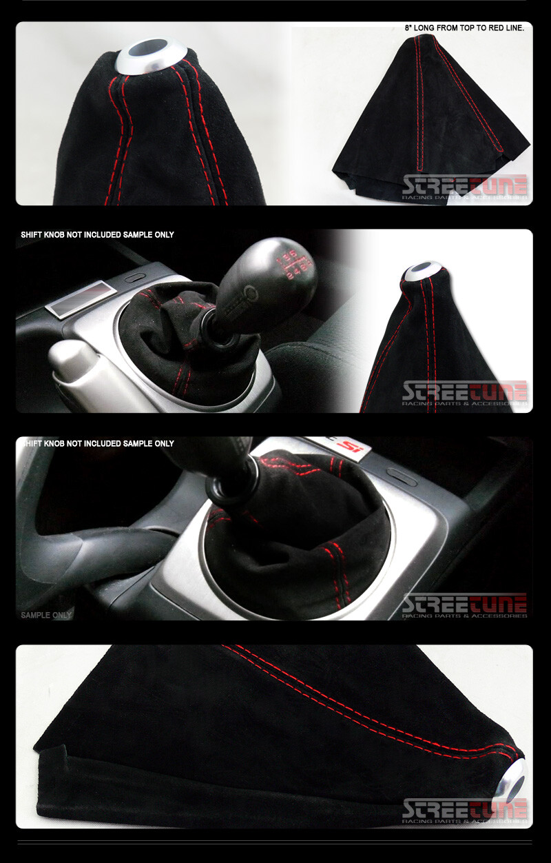 Universal Blk Suede Red Stitch Shifter Stick Shift Gaiter Boot Gear ...