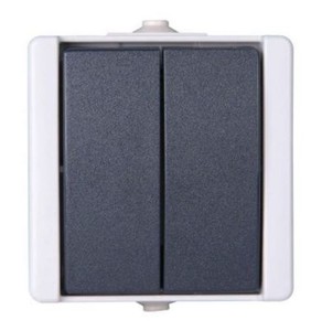 Grey Intermediate IP44 Light Switch Light Grey, 1 Way Screwless, 2 Gang ...