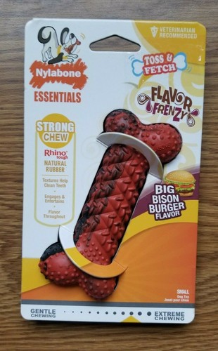Nylabone Flavor Frenzy Big Bison Burger SMALL Rubber Braid Bone STRONG ...
