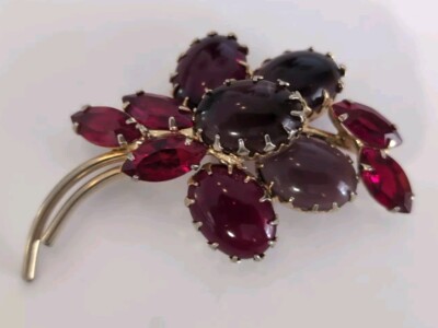 Vintage Weiss Red Rhinestone Cabochon Pin Brooch | eBay