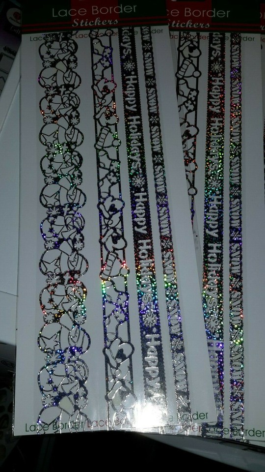 10X LACE BORDERS STICKER SCRAPBOOKING CHRISTMAS HAPPY HOLIDAY 30X12 CM ...