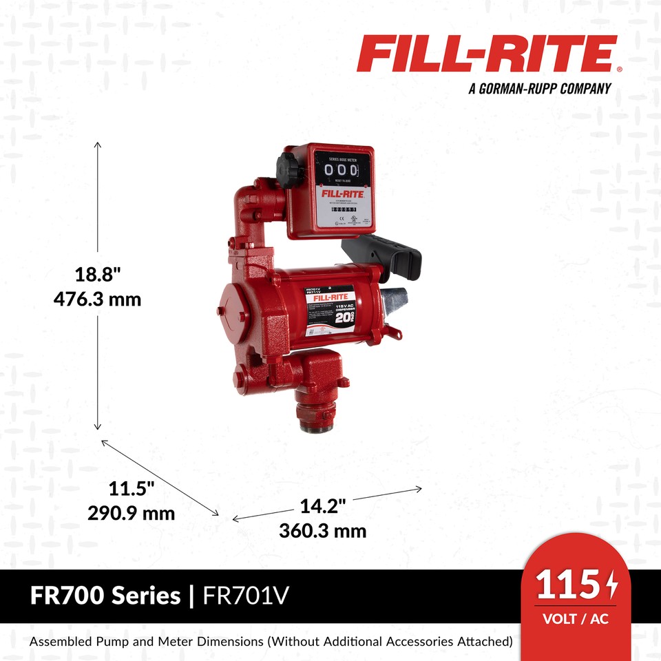 Fill-Rite FR701V 115V 20 GPM Fuel Transfer Pump w/Mechanical Gallon ...