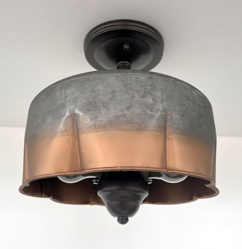 New Galvanized Metal Ceiling Light with Copper Tone Accents - Lighting ...