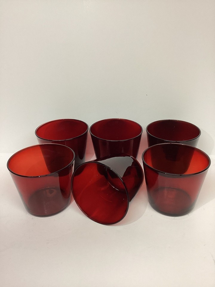 Vintage 6 Piece Set of Ruby Glasses. 3 x 3 1/2 | eBay