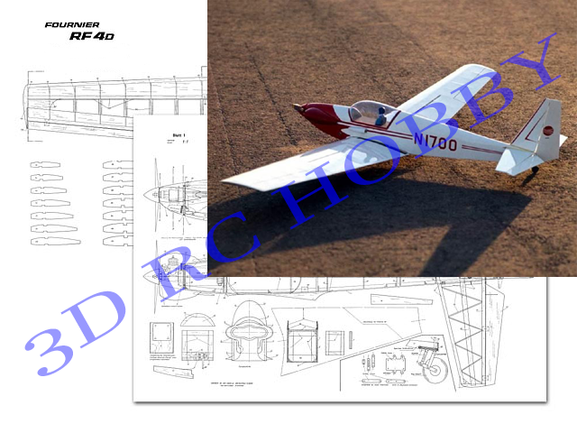 GIANT Fournier RF4D Motor Glider 348" 29ft WS Ultralight or RC Airplane ...