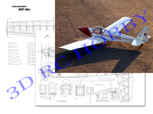 GIANT Fournier RF4D Motor Glider 348" 29ft WS Ultralight or RC Airplane ...