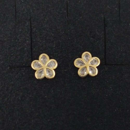 Orecchini In Oro 18K 750 Mls. Fiore Con Zirconie 7,1 Mm. Rif 197264 | eBay