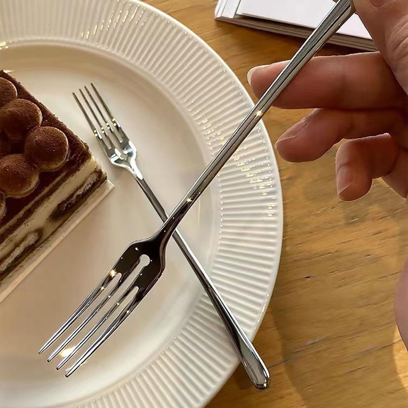 Stainless Steel Dinner Fork Long Handle Table Forks Set Korean Cutlery ...