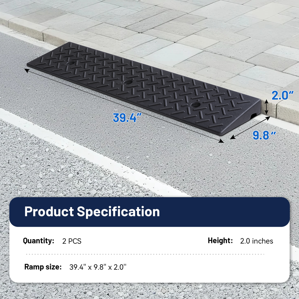 2'' Rise Heavy duty Rubber Driveway Threshold Curb Ramp For Wheelchair ...