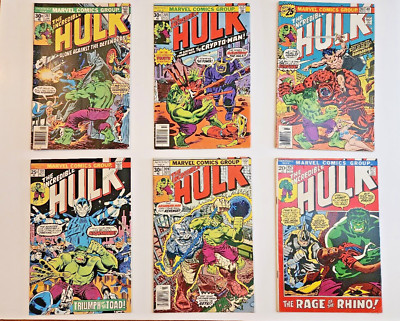 THE INCREDIBLE HULK COMIC LOT OF 6 #157, 191, 201, 205, 207, 209 BRONZE ...