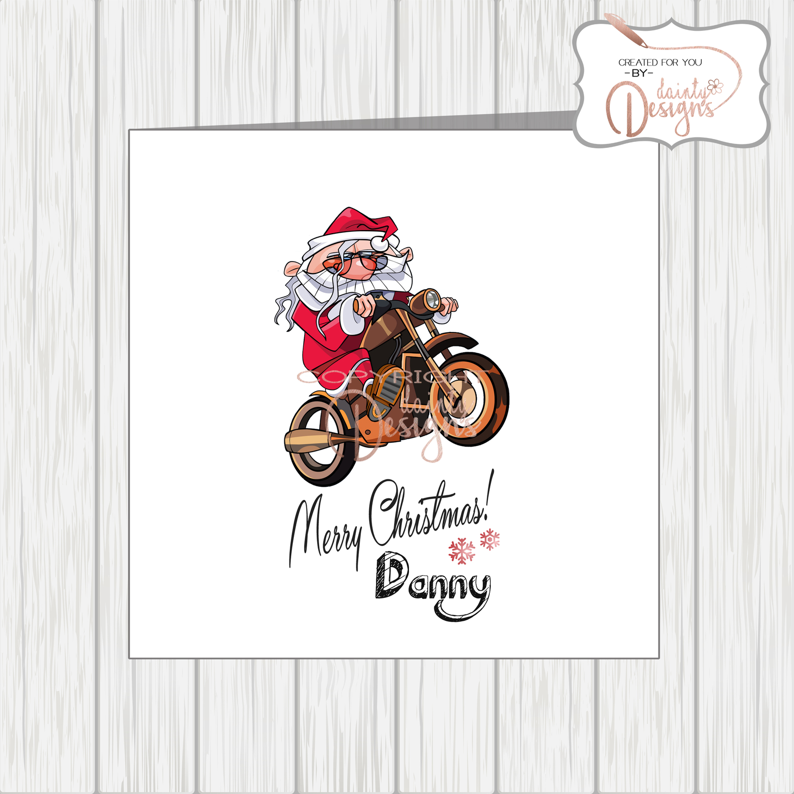 Personalised Motorbike Motorcycle Biker Christmas Card Cool Santa In ...