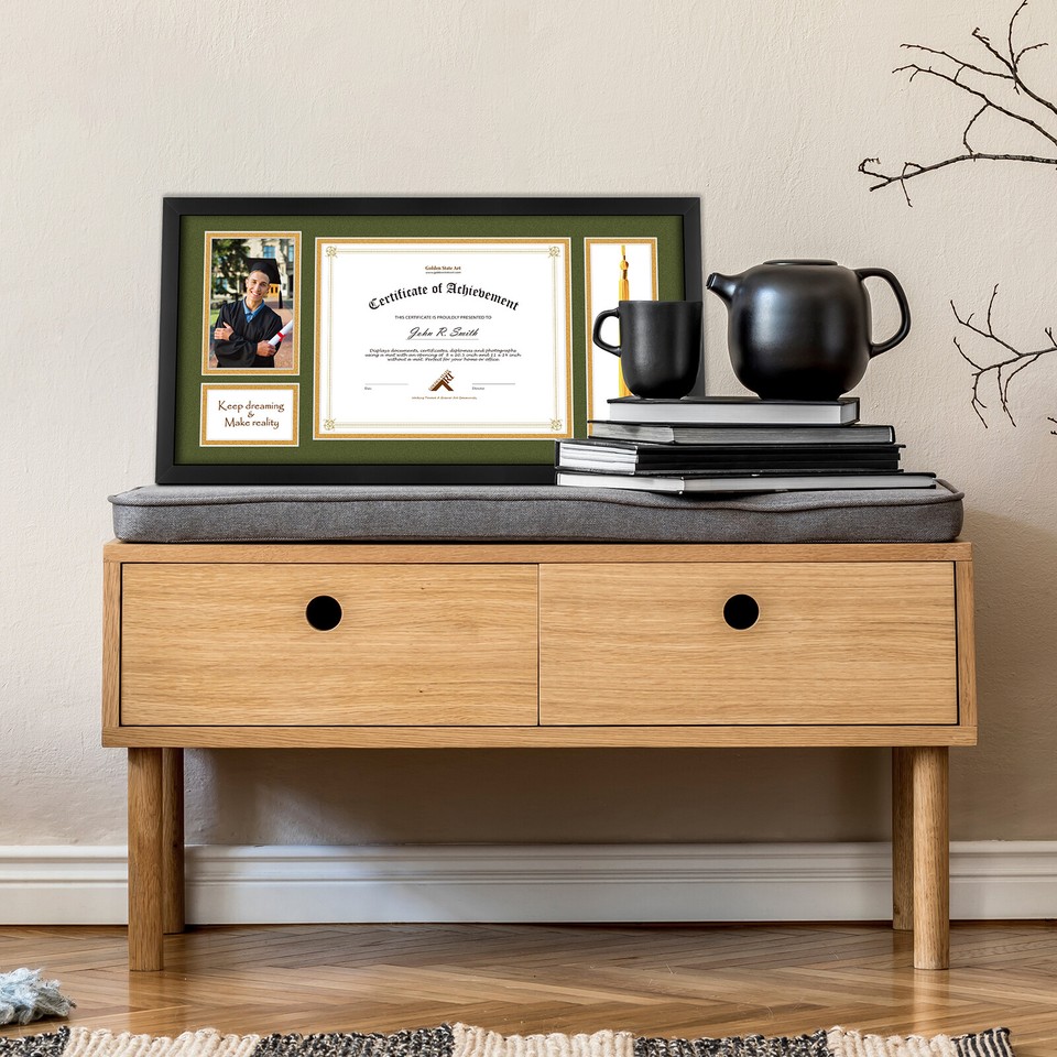 11x22 Solid Wood Diploma Tassel Shadow Box Frame for Document ...