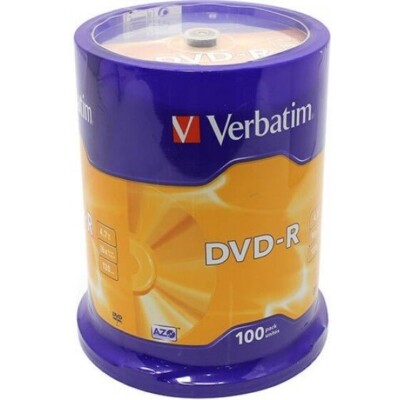 100 Genuine Verbatim 43549 Blank DVD-R 16x 4.7GB DVD Non Printable ...