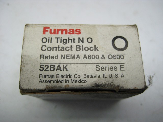 FURNAS 52BAK OIL TIGHT NO CONTACT BLOCK SERIES E A600 & Q600 NEMA a for ...
