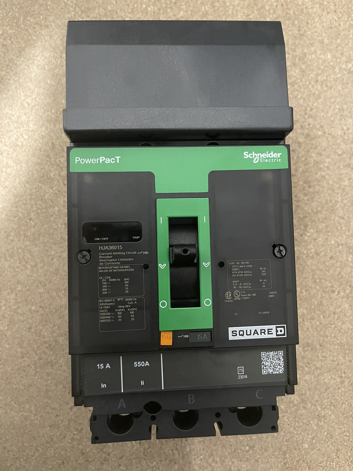 HJA36015 Square D I-Line Power pact Breaker 15 Amp 600v 3 Pole | eBay