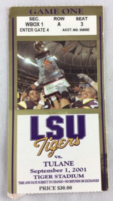 CFB 2001 09/01 Tulane at LSU Football Ticket Stub-Patrick Ramsey | eBay