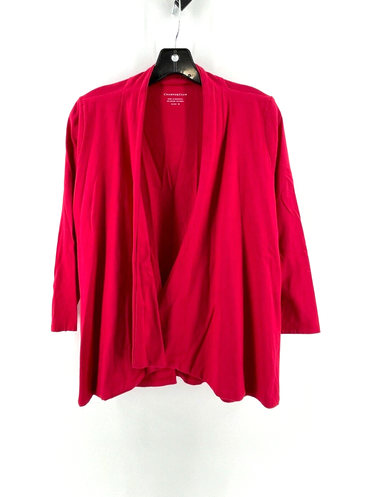 Charter Club Women's Red Long Open Drape Front Cardigan Duster Top Size ...