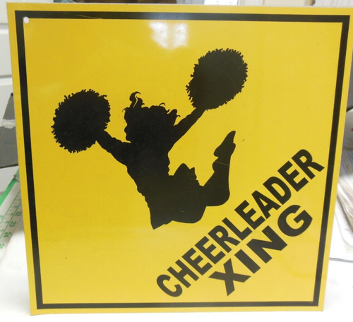CHEERLEADER XING Crossing Road Wall Sign 12x12 Heavy Metal Spirit Proud ...