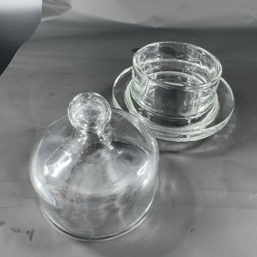 Clear Glass Crystal Round Butter Dish With Lid Caviar Covered Dish ...