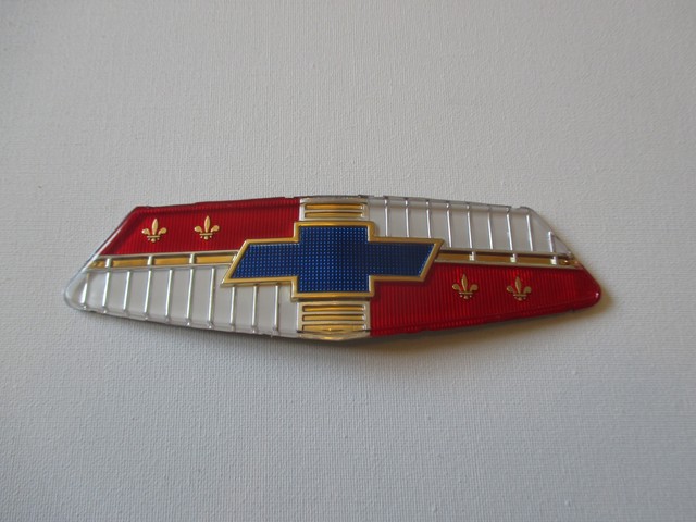 54 CHEV BONNET BADGE INSERT 1954 CHEVROLET BELAIR EMBLEM HOOD for sale ...