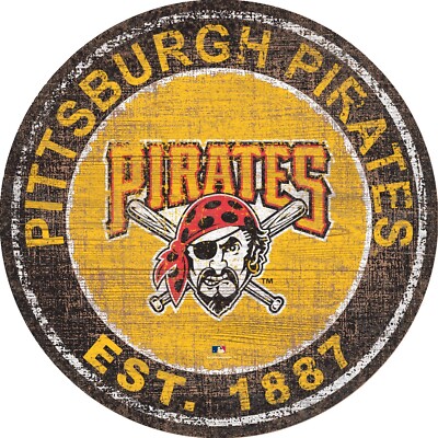 Pittsburgh Pirates Sign Round Distressed Historic Throwback Sign 24 ...