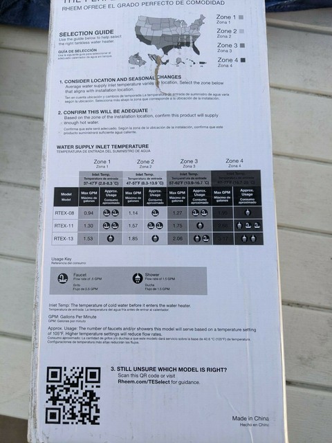 Rheem RTEX-11 240V Tankless Electric Water Heater for sale online | eBay