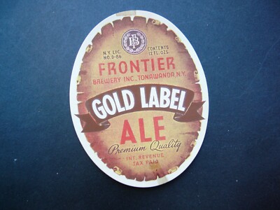 Frontier Ale Beer Label. Frontier Brewing Co. Tonawanda New York. IRTP ...