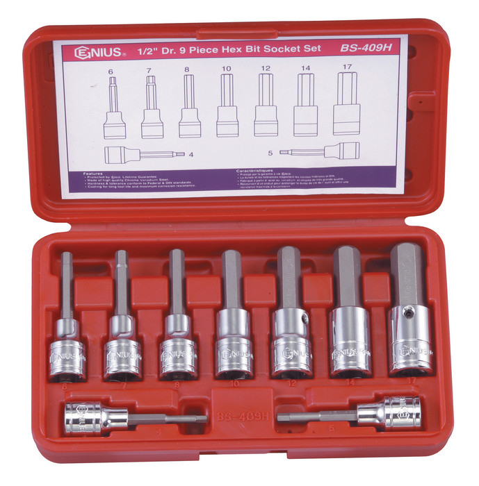 GENIUS TOOLS BS-409H 9 PIECE 1/2" HEXAGON BIT SOCKET SET | eBay