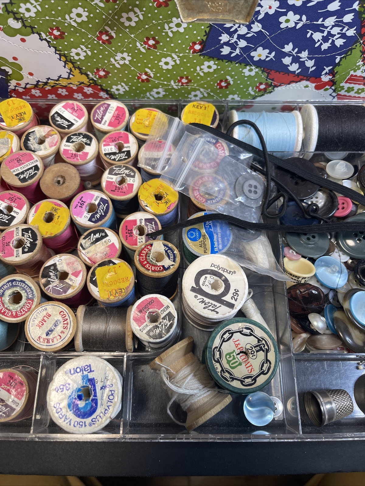 Grandmas Old Sewing Kit Loaded With Vintage Sewing Supplies Thread ...