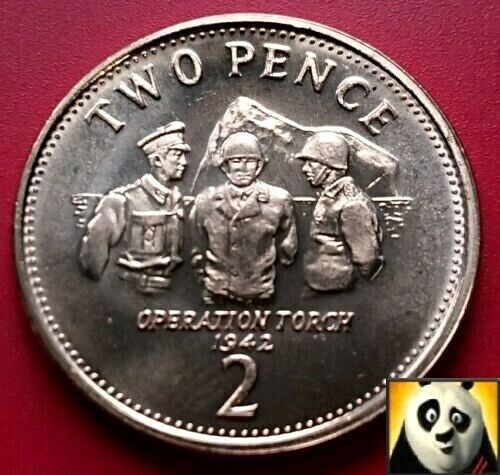2008 Gibraltar 2p Two Pence Scarce Key Date Operation Torch 1942 WWII ...