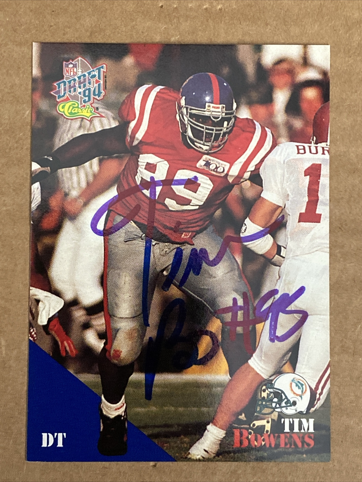 1994 Classic NFL Draft #87 Tim Bowens AUTOGRAPHED Ole Miss Rebels Miami ...