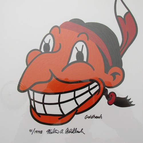 "CHIEF WAHOO" WALTER GOLDBACH Signed-Framed INDIANS LITHOGRAPH #91/1948 ...