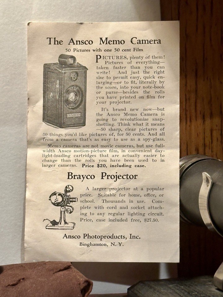 Rare Ansco Memo camera w Projector box, case, Film. manual + Extras ...