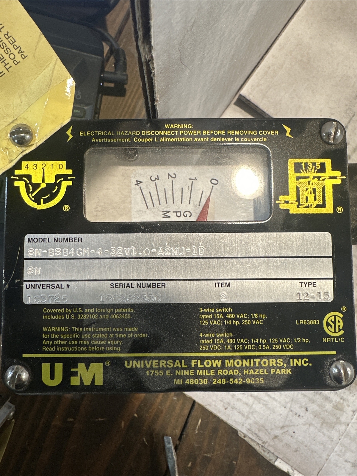 NEW UNIVERSAL FLOW MONITORS SN-BSB4GM-4-32V1.0-21NU-1D FLOW METER ...