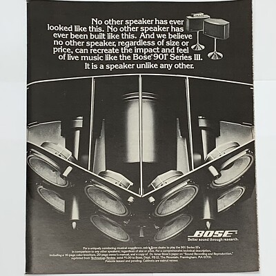 Vintage 1970's Magazine Print Ad Bose Model 901 Series III Speakers B&W ...
